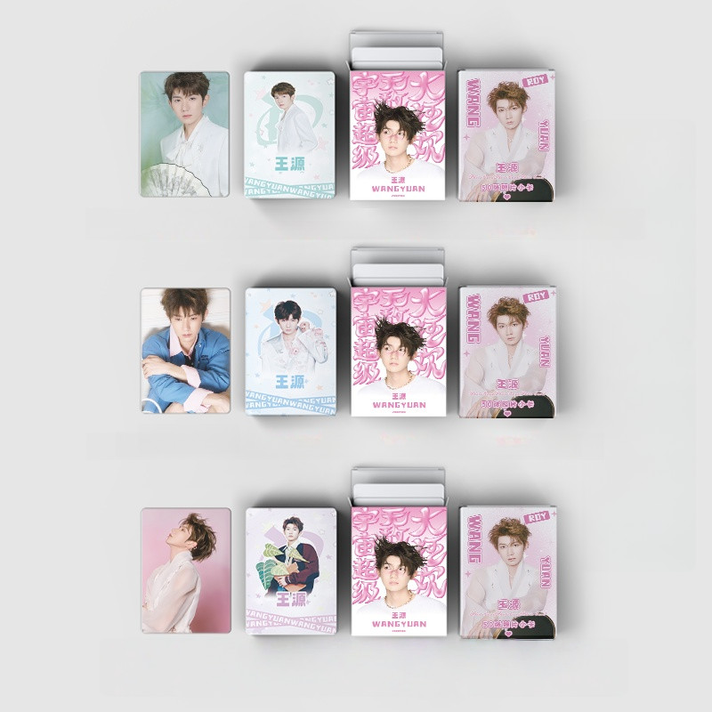 50pcs TF Family TFBOYS Roy Wang Yuan Hologram Laser Lomo Cards ‌Karry Wang Junkai Jackson Yee ...