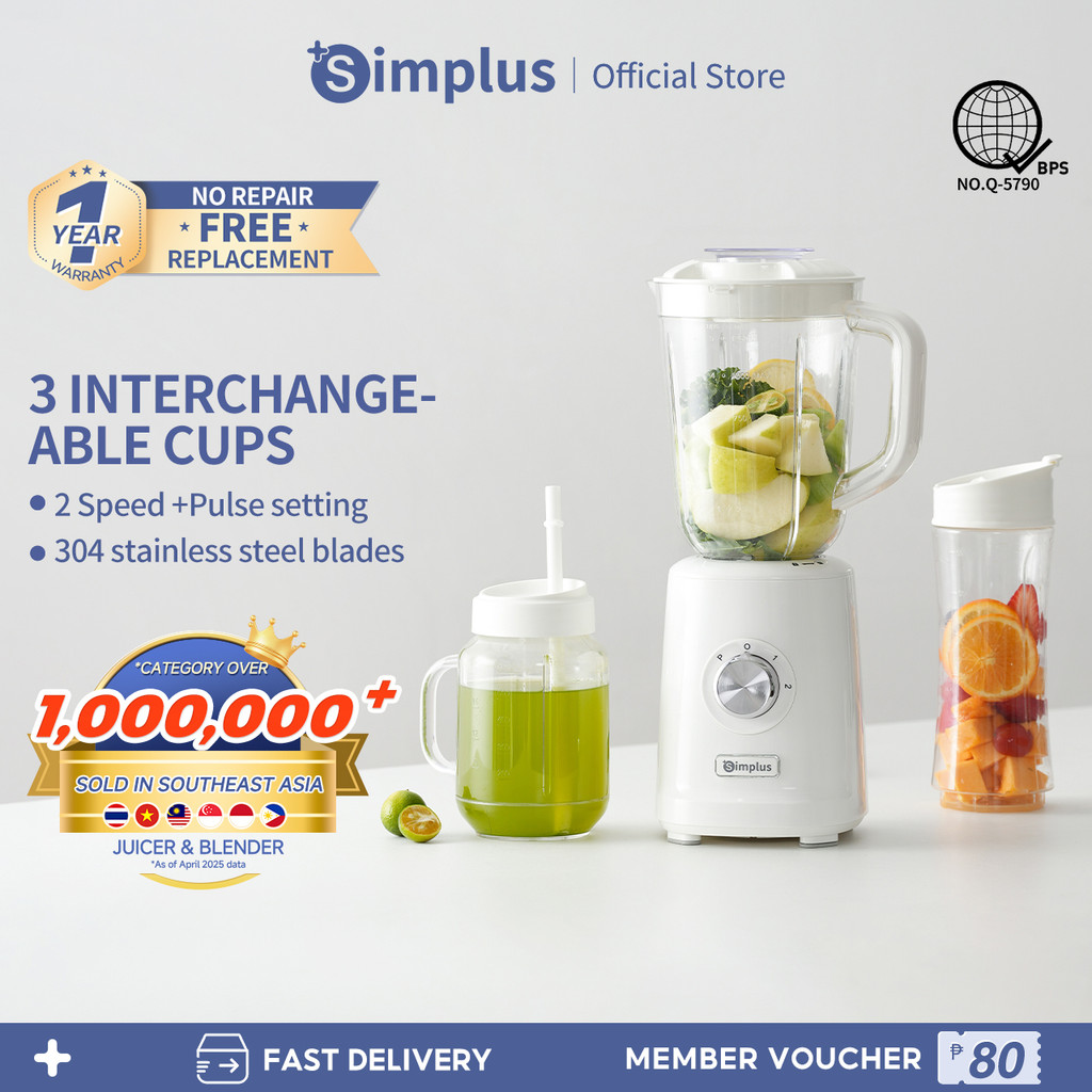 Simplus 3 in 1 Blender 1.25L+600ml Travel Cup+ 600ml Mason Cup Multi ...