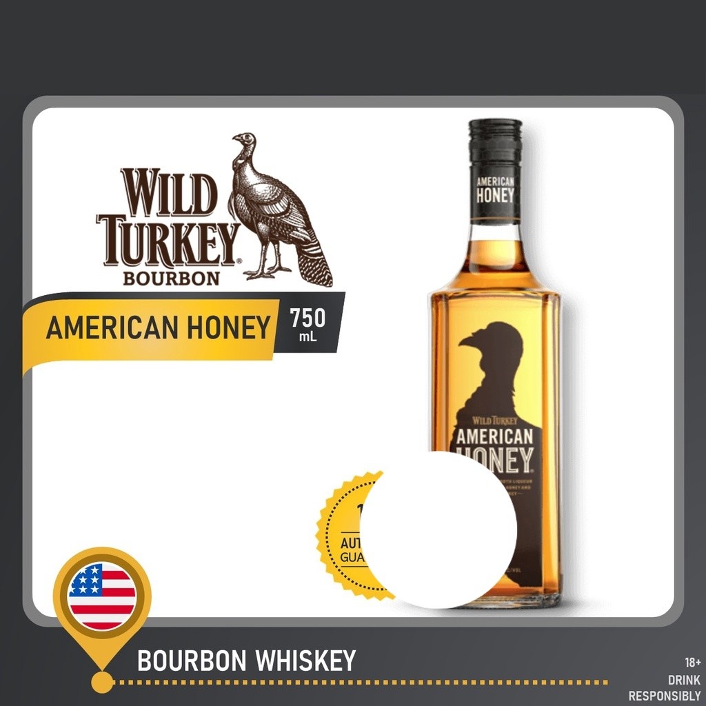 Wild Turkey American Honey Kentucky Straight Bourbon Whiskey 750mL ...