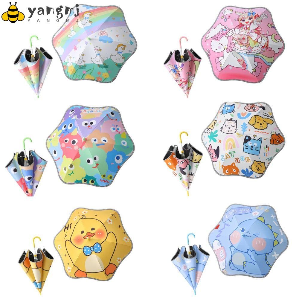 YANGMJ Sun Rain Parasol, Funny Wheel Round Corner Kids Umbrella ...