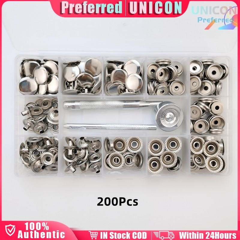 200Pcs Snap fastener set 15mm Stainless Steel Screw Snap buttons Sewing ...