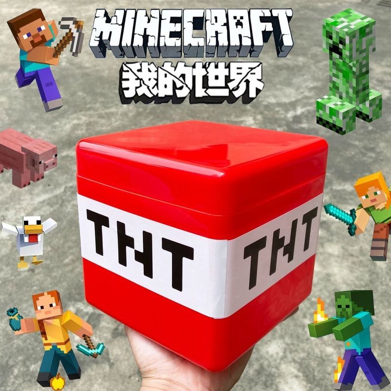 Minecraft TNT & Creeper Storage Box – Plastic Desktop Organizer (16.5cm ...