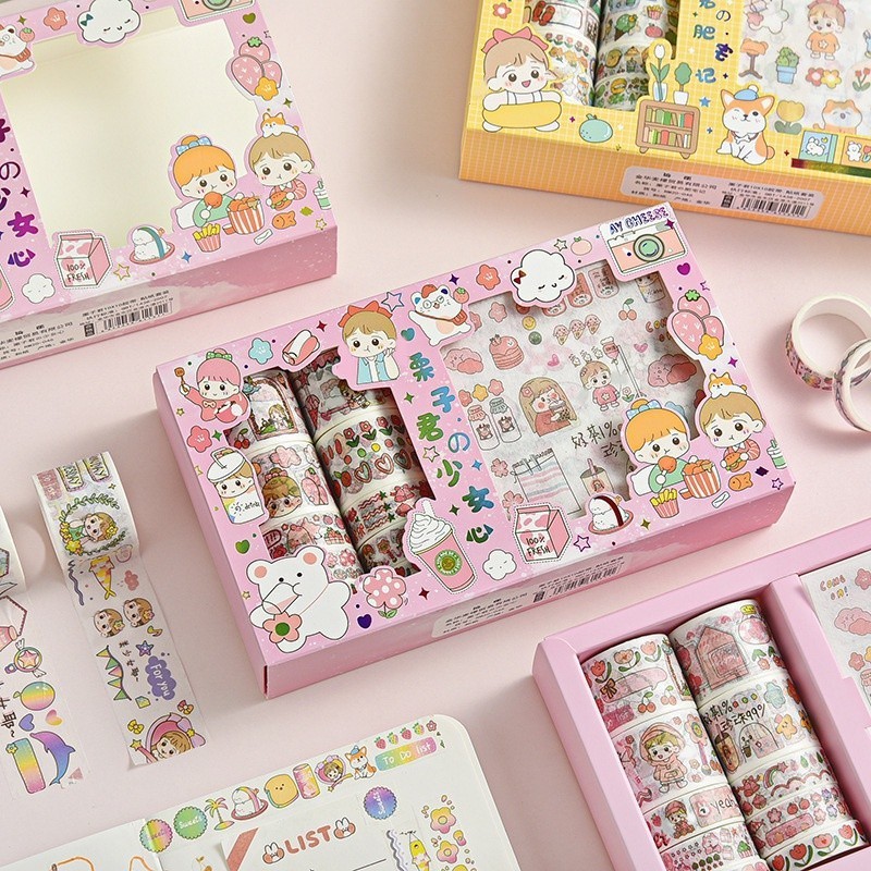 MOMO VIRAL Stickers Set Box Premium Cute Characters + Roll Stickers ...