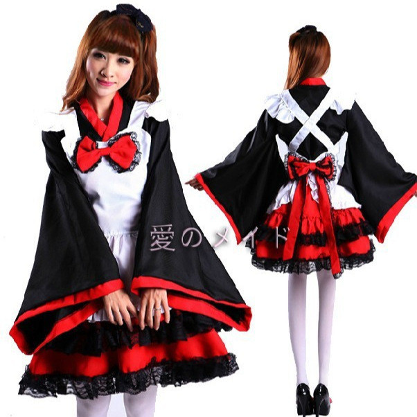 Kimono Vibrating Sleeve Maid Dress Miko COSPLAY Women's Clothing ...
