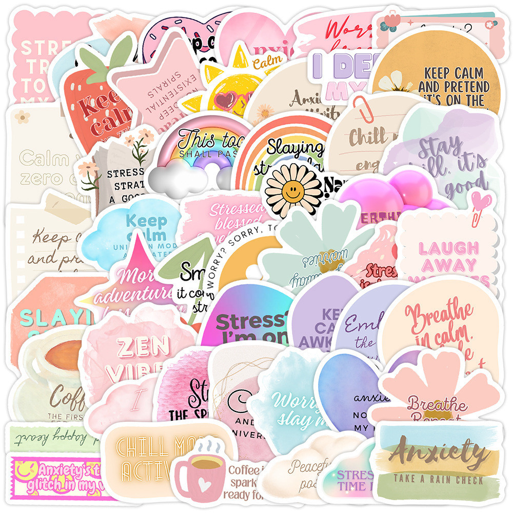 50Pcs/Set Funny Healing Slang. Label Art Series 01 Stickers Waterproof ...