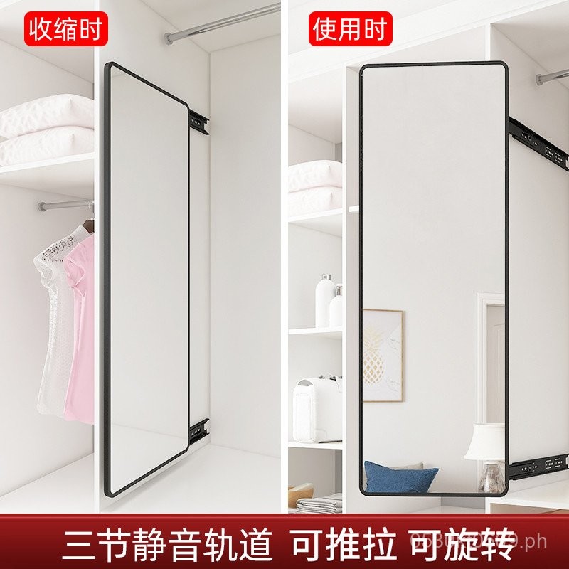 Full-Length Wardrobe with Mirror, Sliding Telescopic Built-in Rotating ...