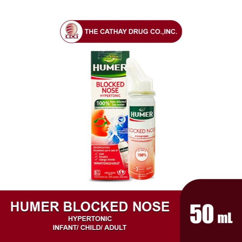 Humer Blocked Nose 100% Sea Water Nasal Spray 50mL | Shopee Philippines