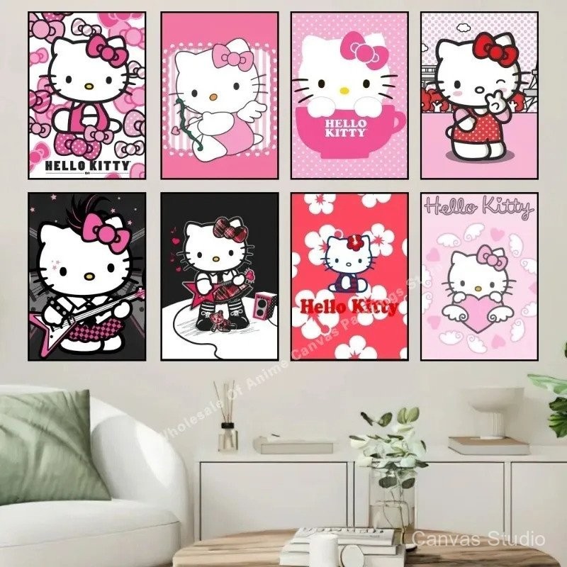 MINISO Sanrio Hello Kitty Cute Poster Prints Wall Painting Bedroom ...