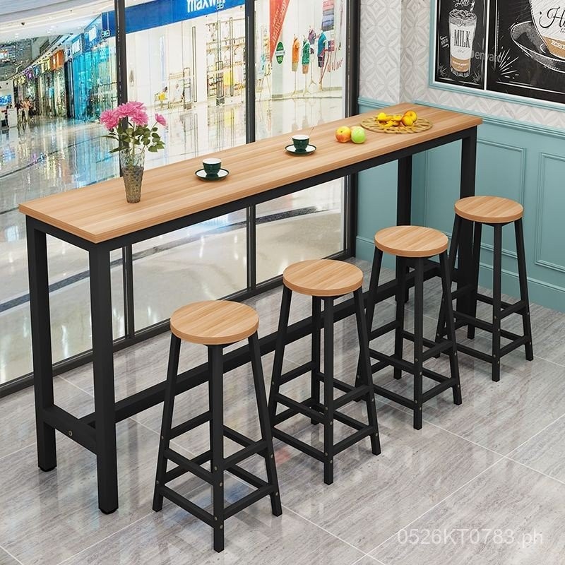 Home Balcony Milk Tea Shop Long Bar Table Against Wall Bar Table Thin ...