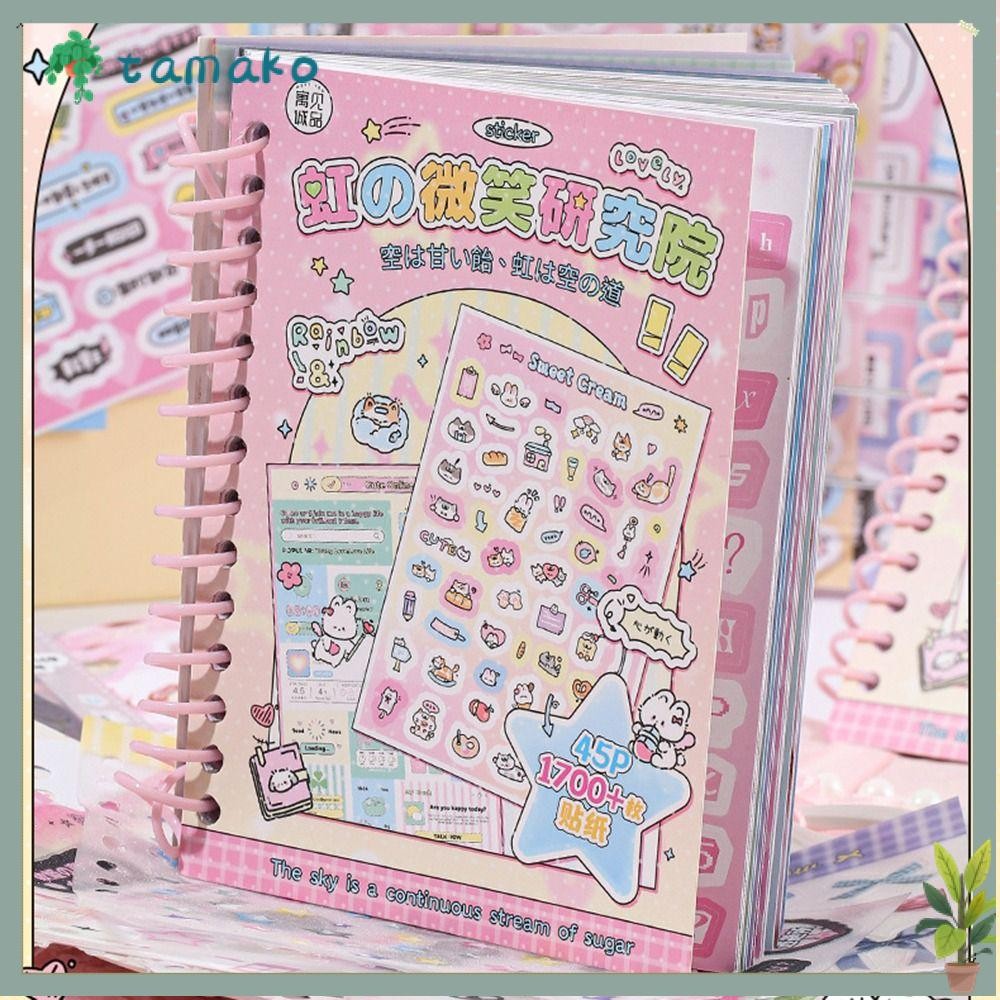 TAMAKO Landscape Sticker Book, Rainbow Smile Cartoon Die-Cut Sticker ...