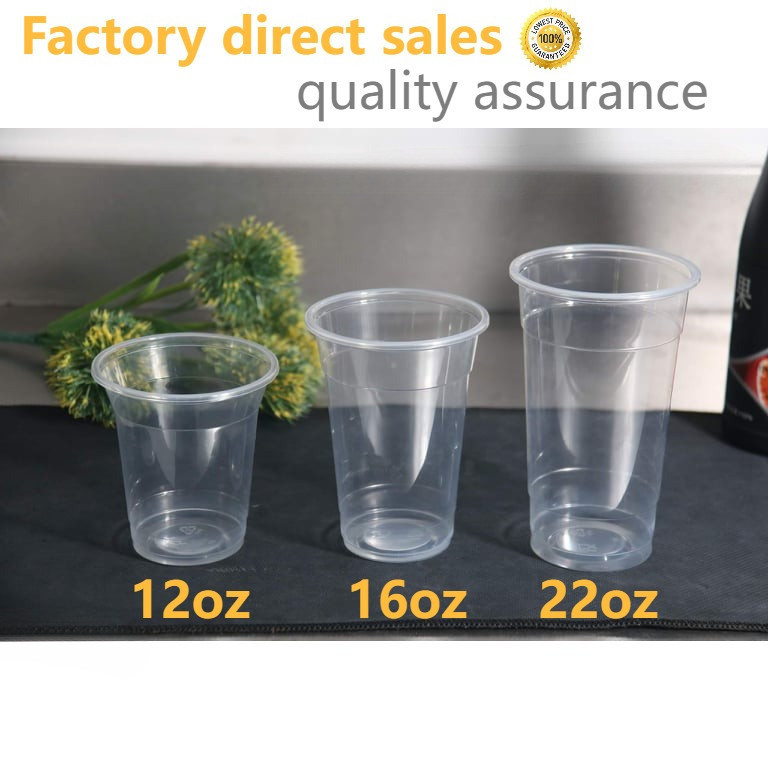 Milktea Cup Plastic 100pcs PP Flat Y Cup w/ Lids SET! (8oz, 12oz, 16oz ...