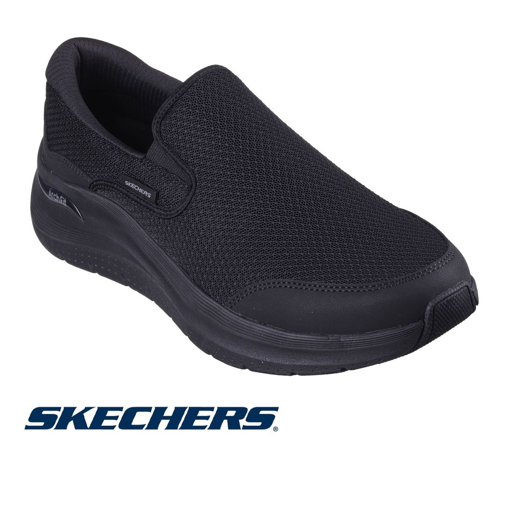 Skechers Mens Arch Fit Twin Gore Mesh Slip-On W/ Leather Overlays ...