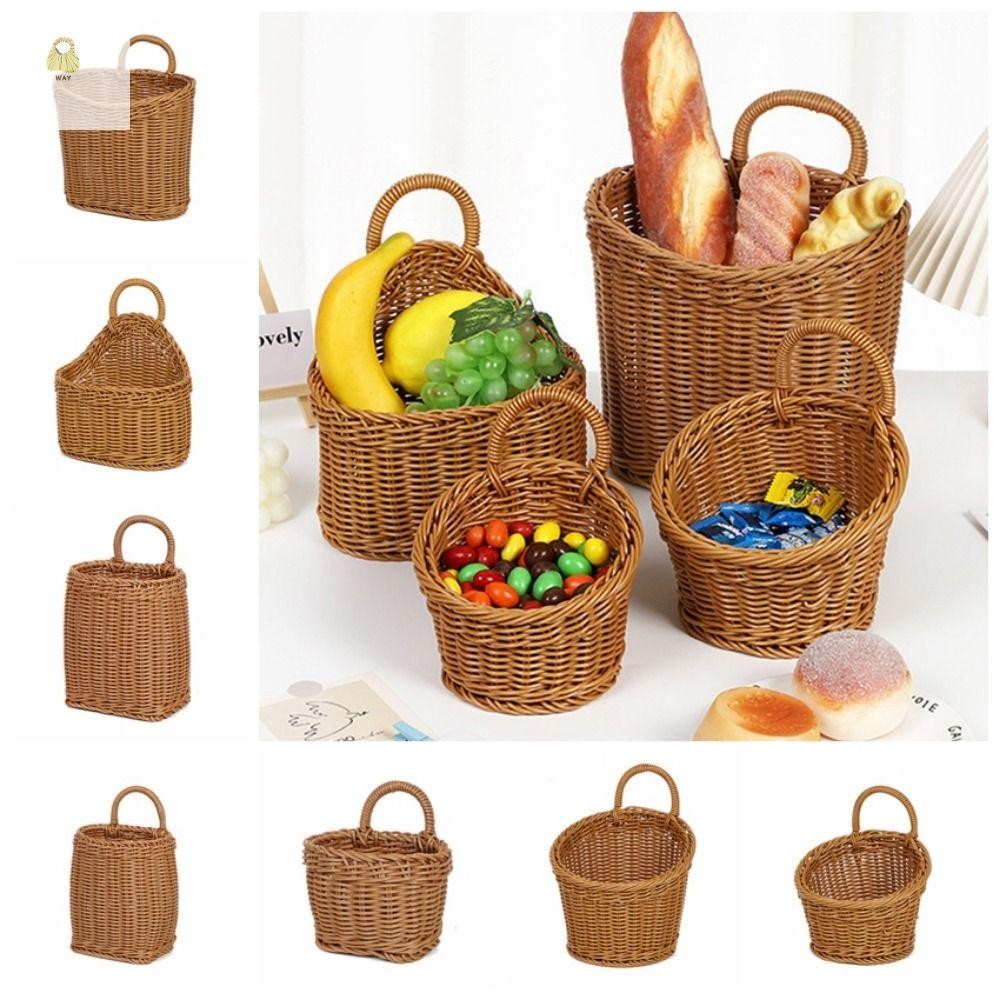 WAY Vegetable Fruit Storage Baskets, Hanging Woven Rattan Hanging ...