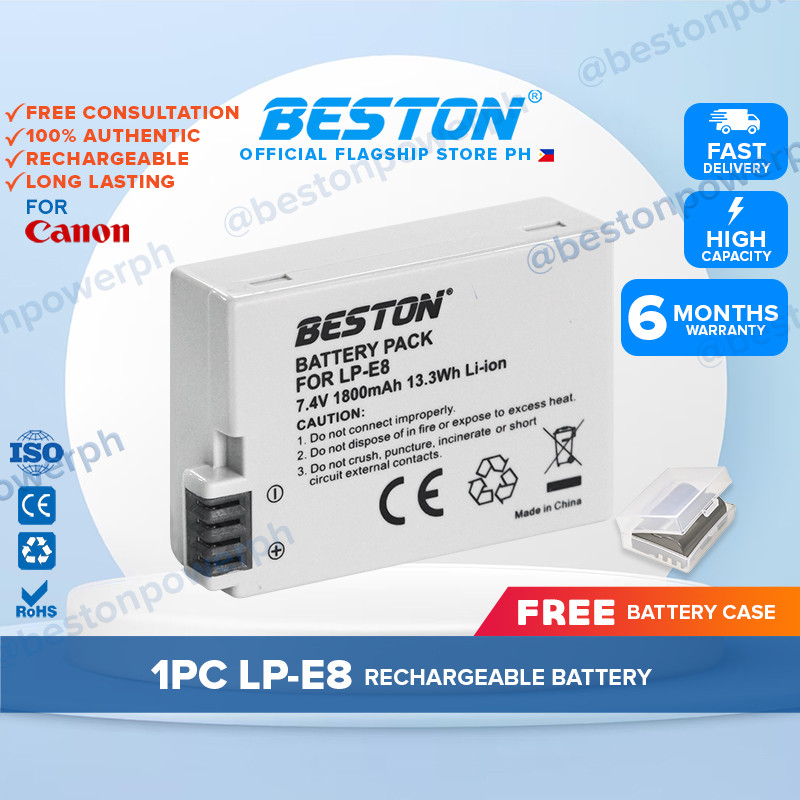 Beston 1PC 7.4V 1800mAh 13.3Wh LP-E8 Camera Battery for Canon EOS 550D ...