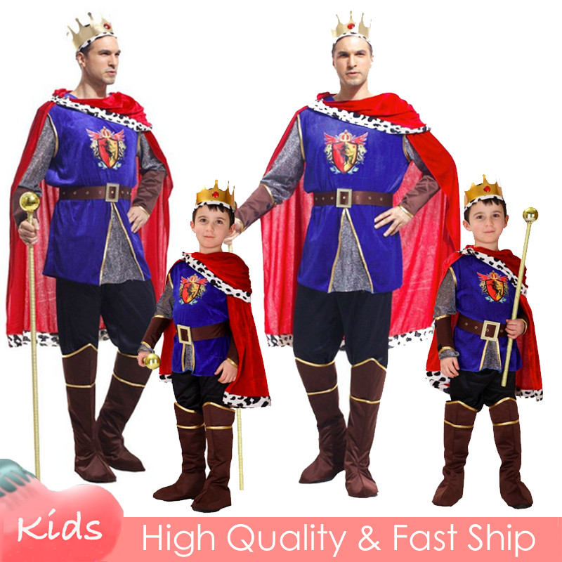 Prince Soldier King Cosplay Costume Red Cape Dark Blue Suit Full Set ...