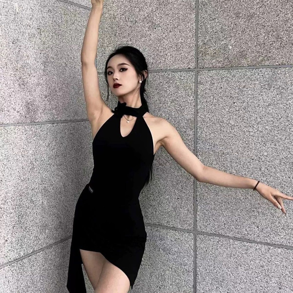 Sexy Latin Dance Suit SY2025 Summer Latin Dance Black Halter One-Piece ...