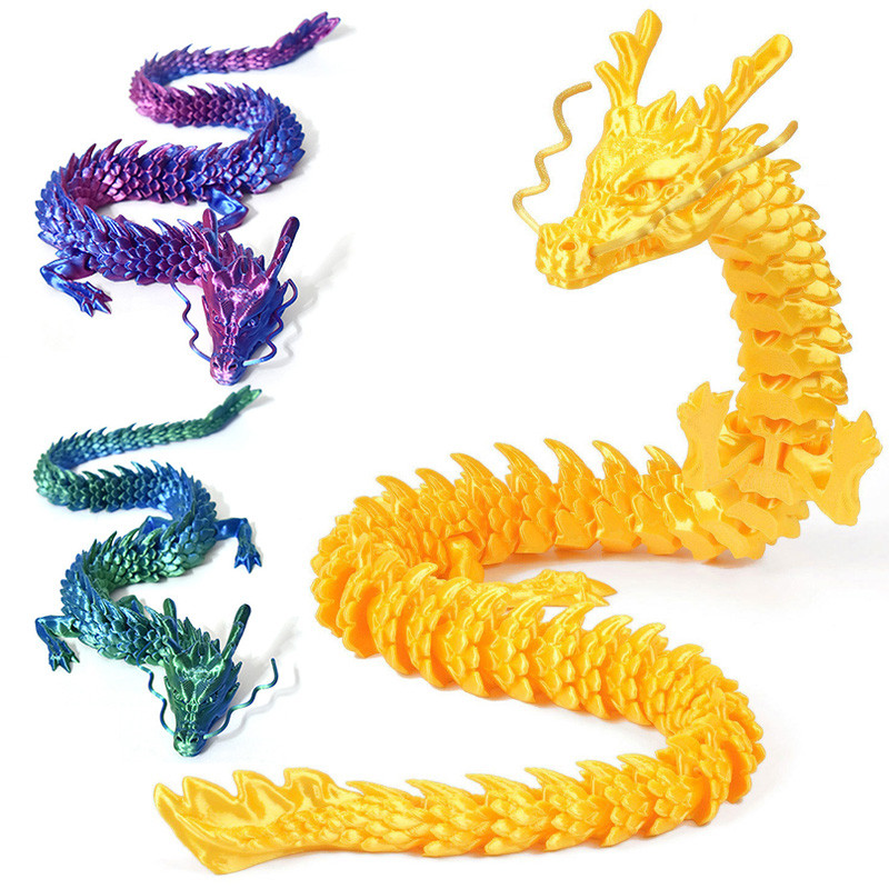 88/60cm 3D Printed Jointed Dragon Flexible Movable Dragon Dynamic Toy ...