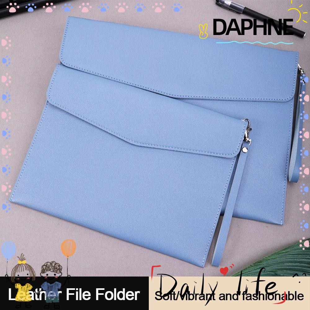 DAPHNE Leather Document Pouch, With Handle Large Capacity Leather File ...