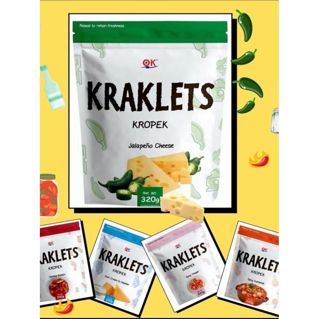 OK Kraklets Kropek 320g Flavour Snack Cheese Potato chips crispy ...