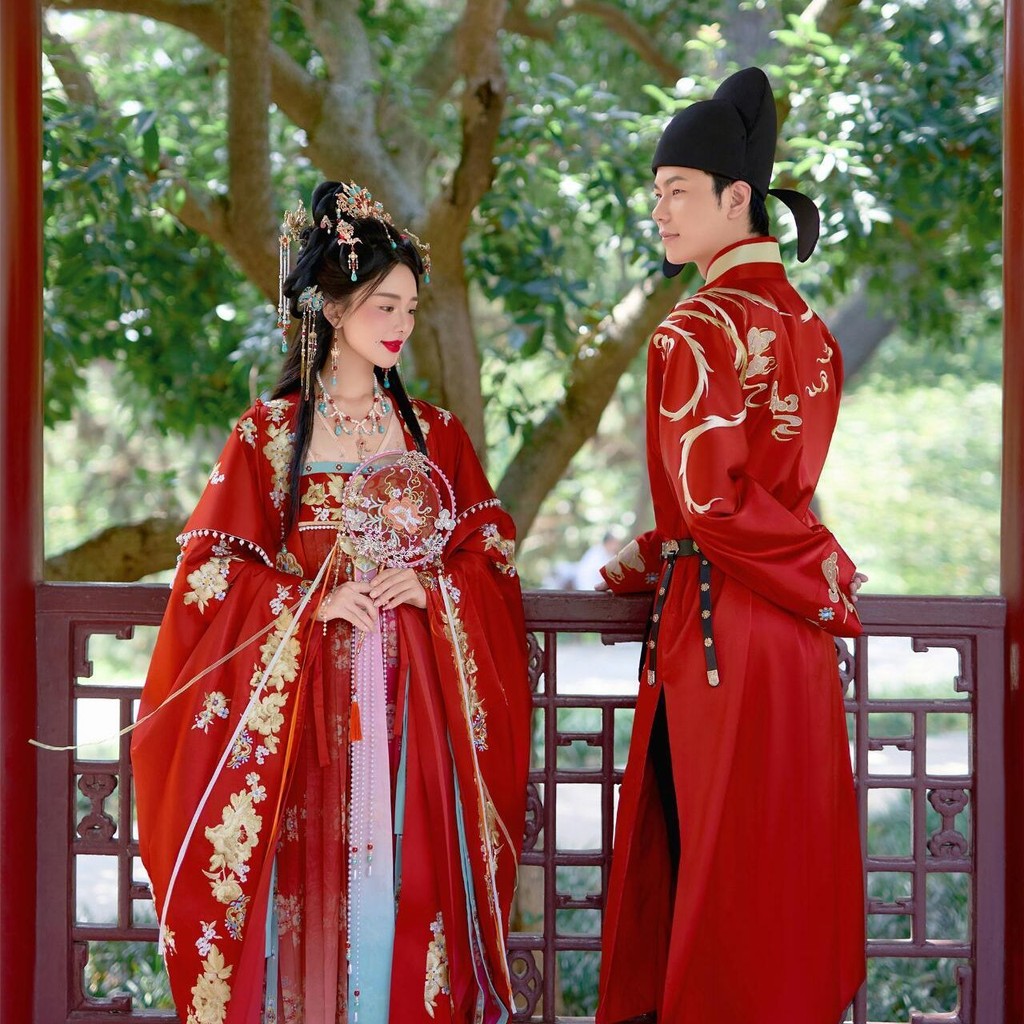 T Tang Made Hanfu 2025 Bride Couple Heavy Industry Red Embroidery ...