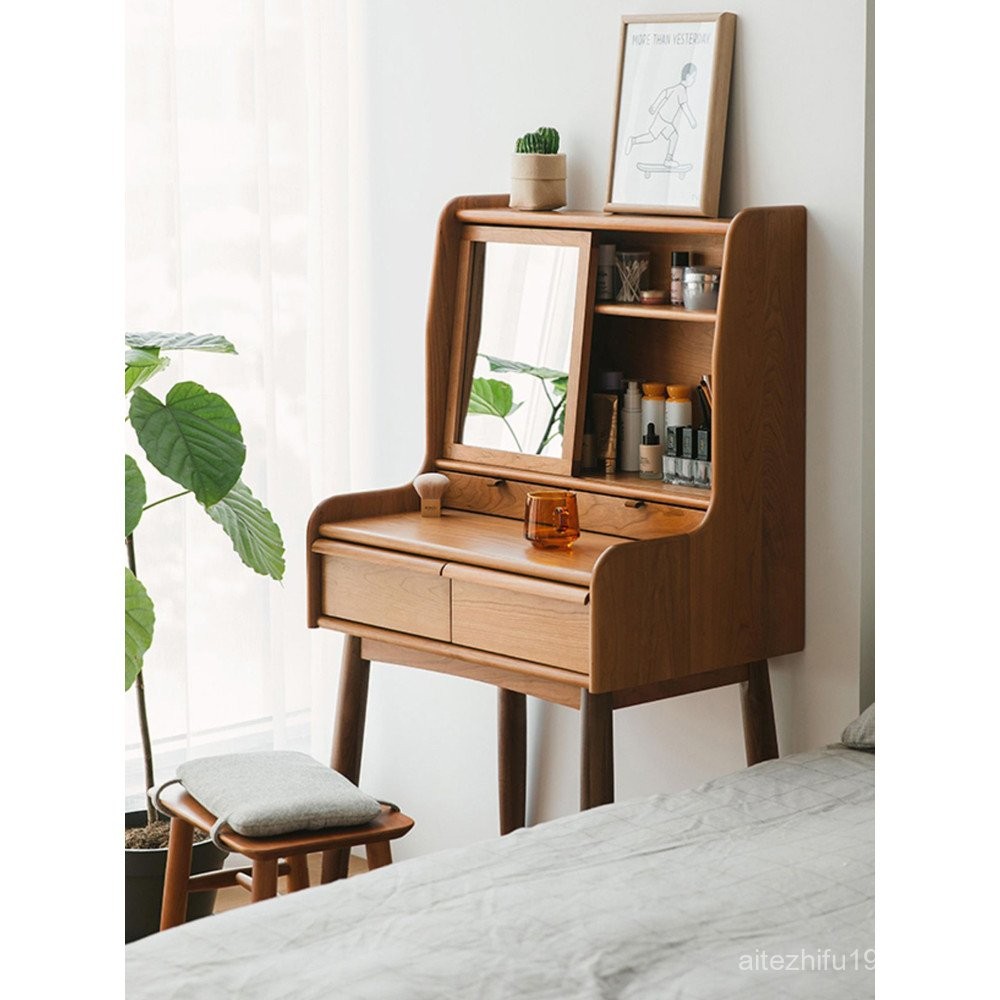Nordic Small Apartment Dressing Table Solid Wood Bedroom Modern Simple ...