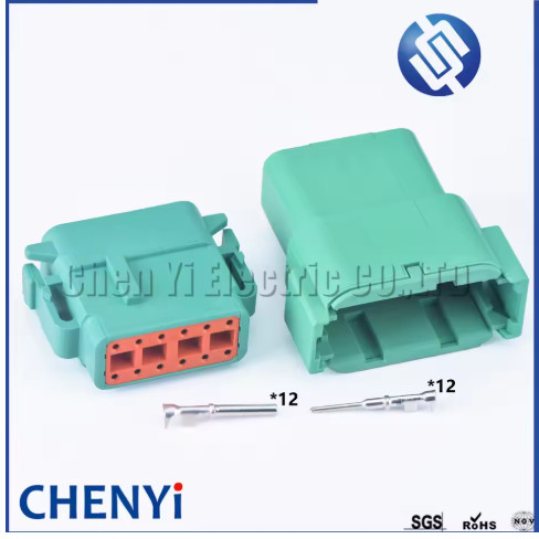 green Deutsch 12 Pin Sealed waterproof connector DTM06-12SC DTM04-12PC ...