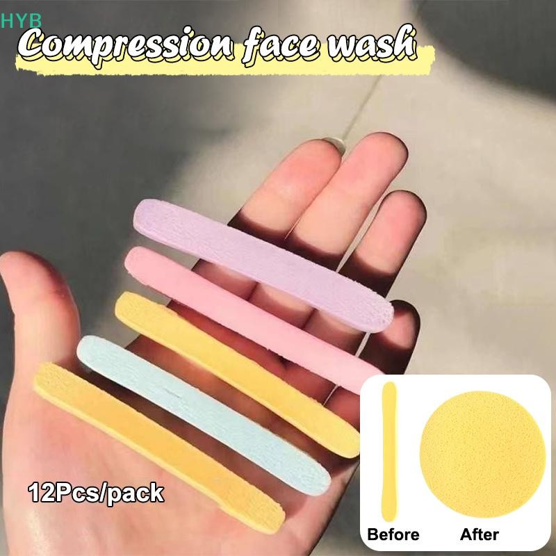 【HYB】 12Pcspressed Facial Sponge For Estheticians Face Round Cleansing ...