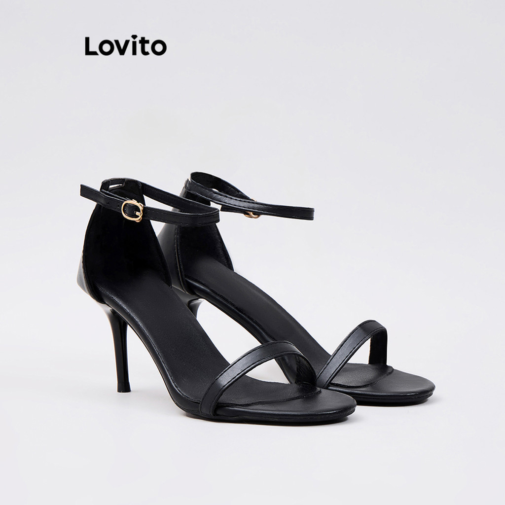 Lovito Elegant Heels Plain Pointed Toe Soft Leather Summer High Heels ...