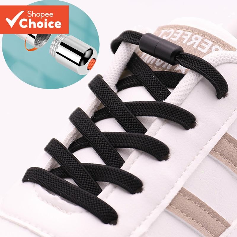 No Tie Shoelaces with Metal Lock – Flat Elastic Shoe Laces for Adults ...