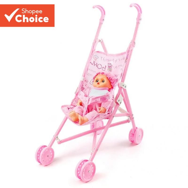 Doll Stroller Sturdy Great Nurturing Toy Kids Doll Pushchair with Baby ...