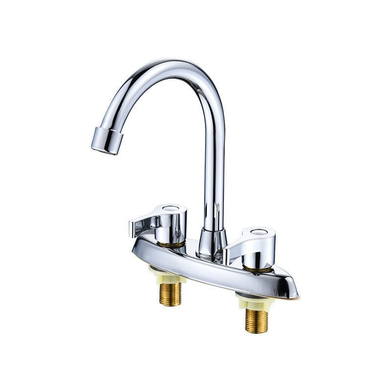 Three-Hole Wash Basin Double Switch Faucet Sink Faucet All Copper ...