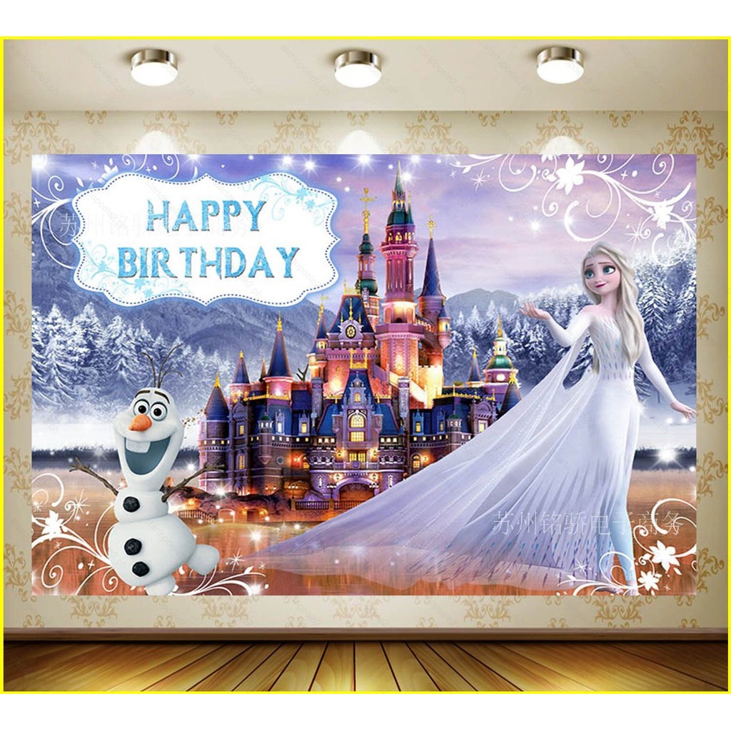 ST2 Frozen castle princess Birthday theme backdrop banner party ...
