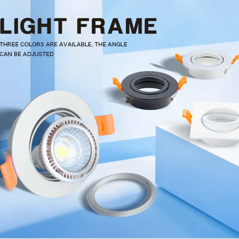 2PCS Adjustable Aluminum LED Recessed Downlight Housing Frame Cut-out ...