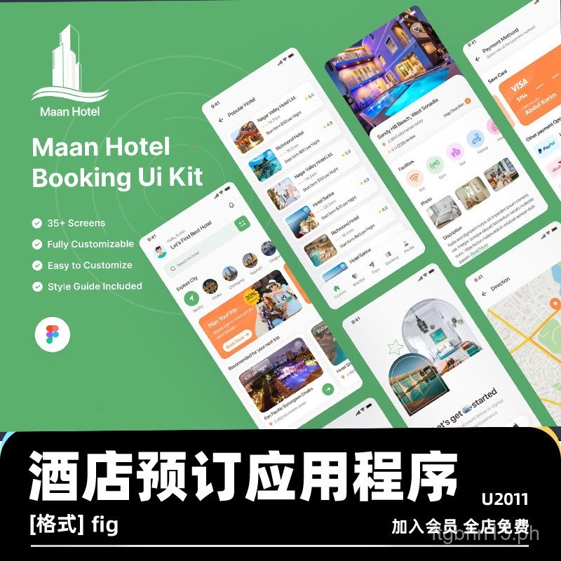 Hotel Booking App Flutter UI Kit Maan Hotel UI Template Element Design ...
