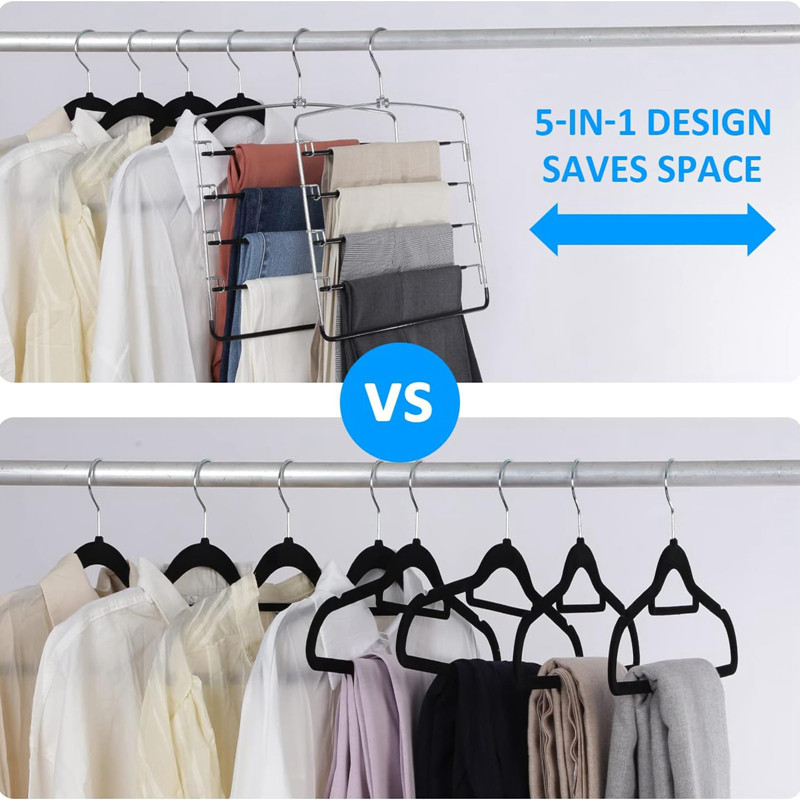3PCS Pants Hangers Slacks Hangers Swing Arm Slack Hanger Space Saving ...