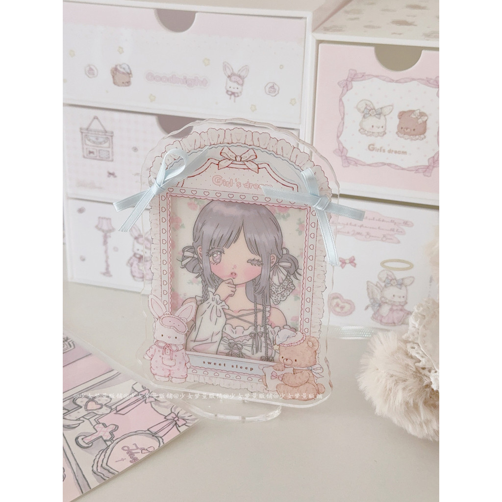 Girl Dream Original Design Good Night Bunny Bear 10cm Small Card Stand ...