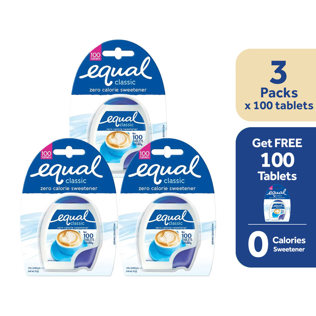 [B3G1] Buy 3 Packs of Equal Classic Zero Calorie Sweetener 100 Tablets ...