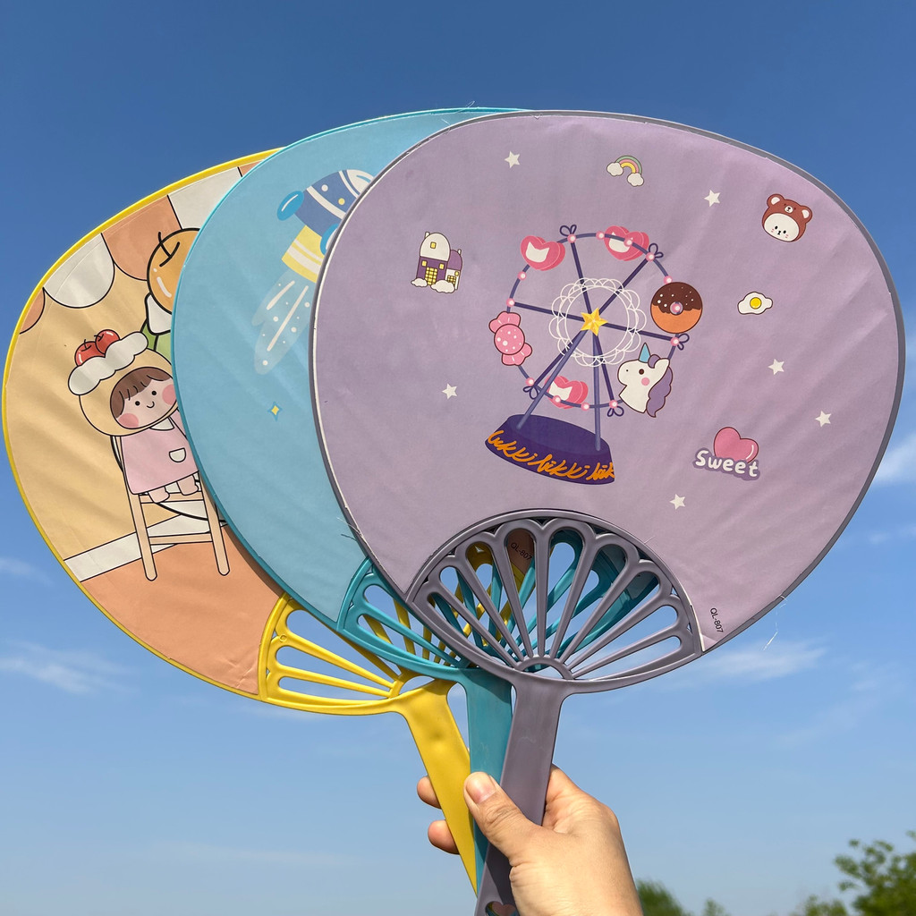 Large Plastic Fan Korean Style Round Fan Cute Cartoon Summer Student ...