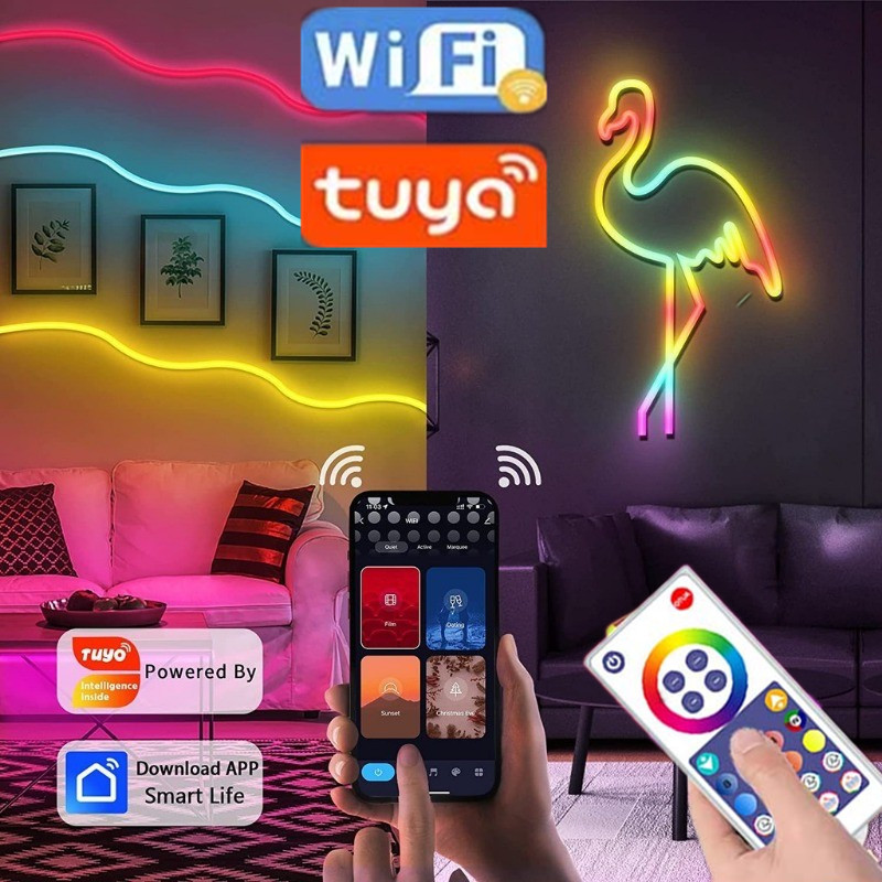 TUYA Smart IP65 Waterproof Neon Light RGBIC LED Strip Light APP Control ...