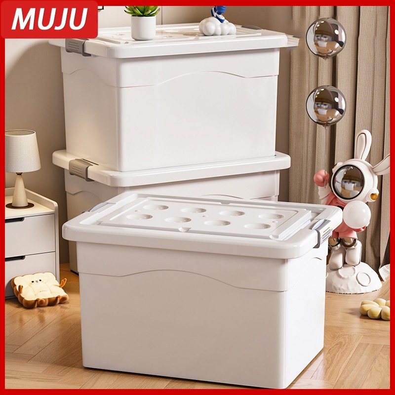MUJU Stackable Plastic Storage Box With Wheel Clothes Storage Box ...