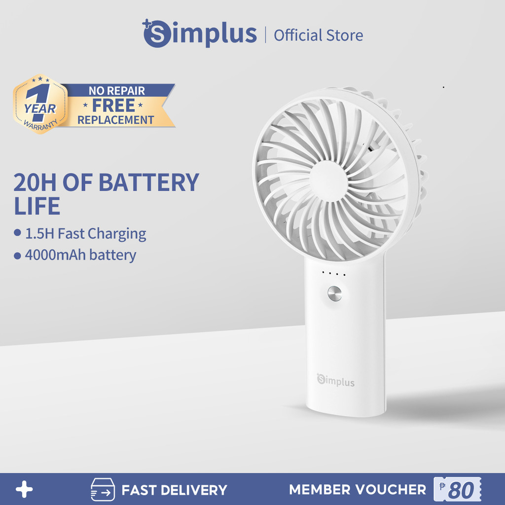 Simplus Mini Fan Rechargeable Handheld 3-Speed Adjustable DFSH010 ...