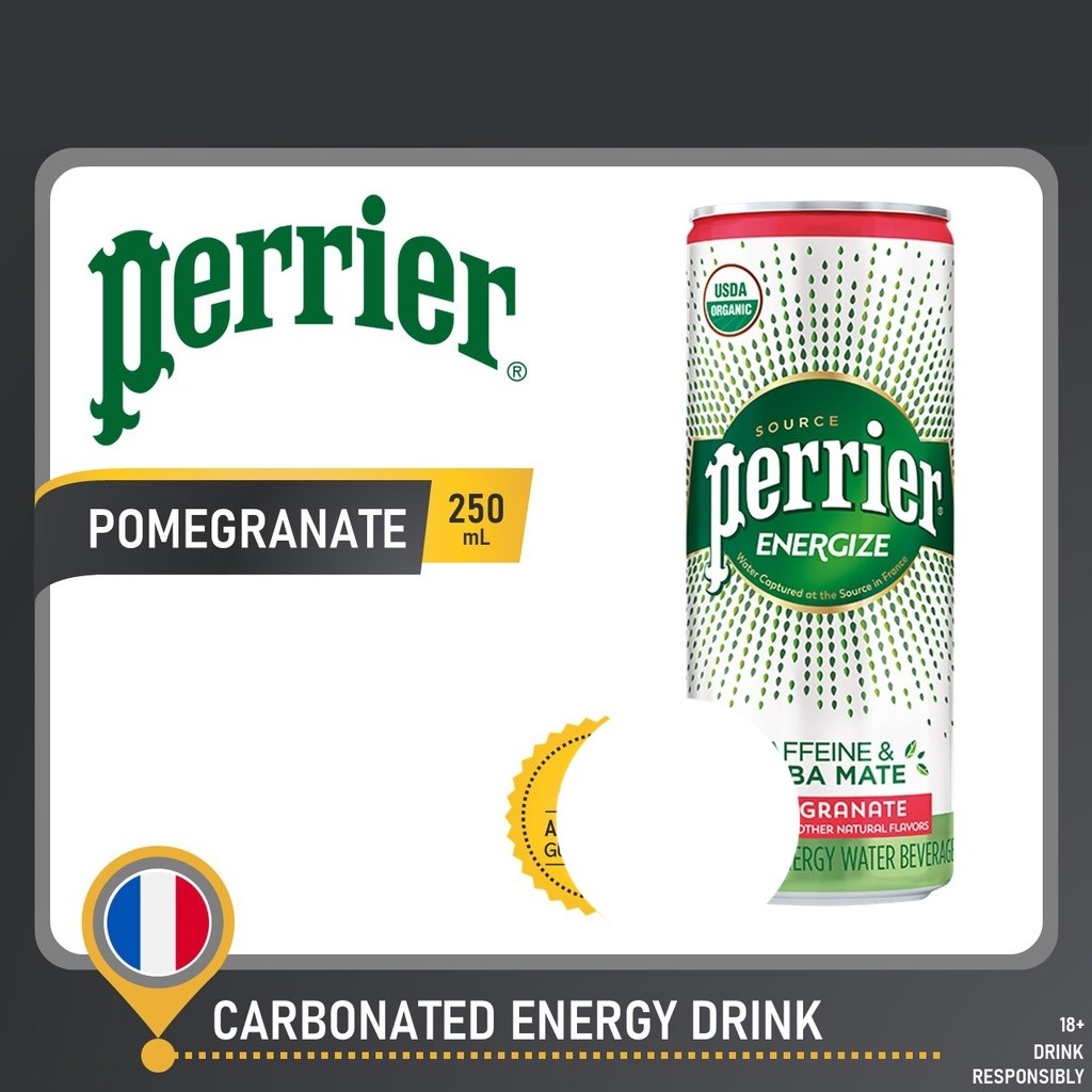 Perrier Energized Pomegrante Flavor Caffeine & Yerba Mate 330mL ...