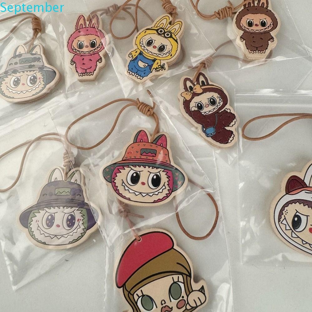 SEPTEMBER Labubu Leather Keychain, Handmade Molly Cartoon Leather ...