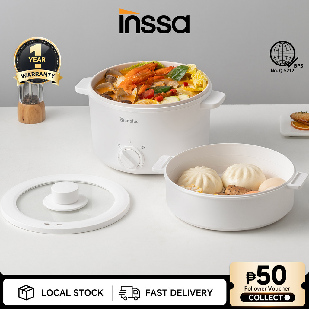 INSSA Multifunctional Electric Cooker 3L 1000W Ceramic Glaze Non Stick ...
