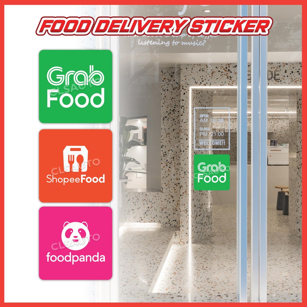 Food Delivery Sticker For Restaurant Cafe Business Window Wall | Shopee ...