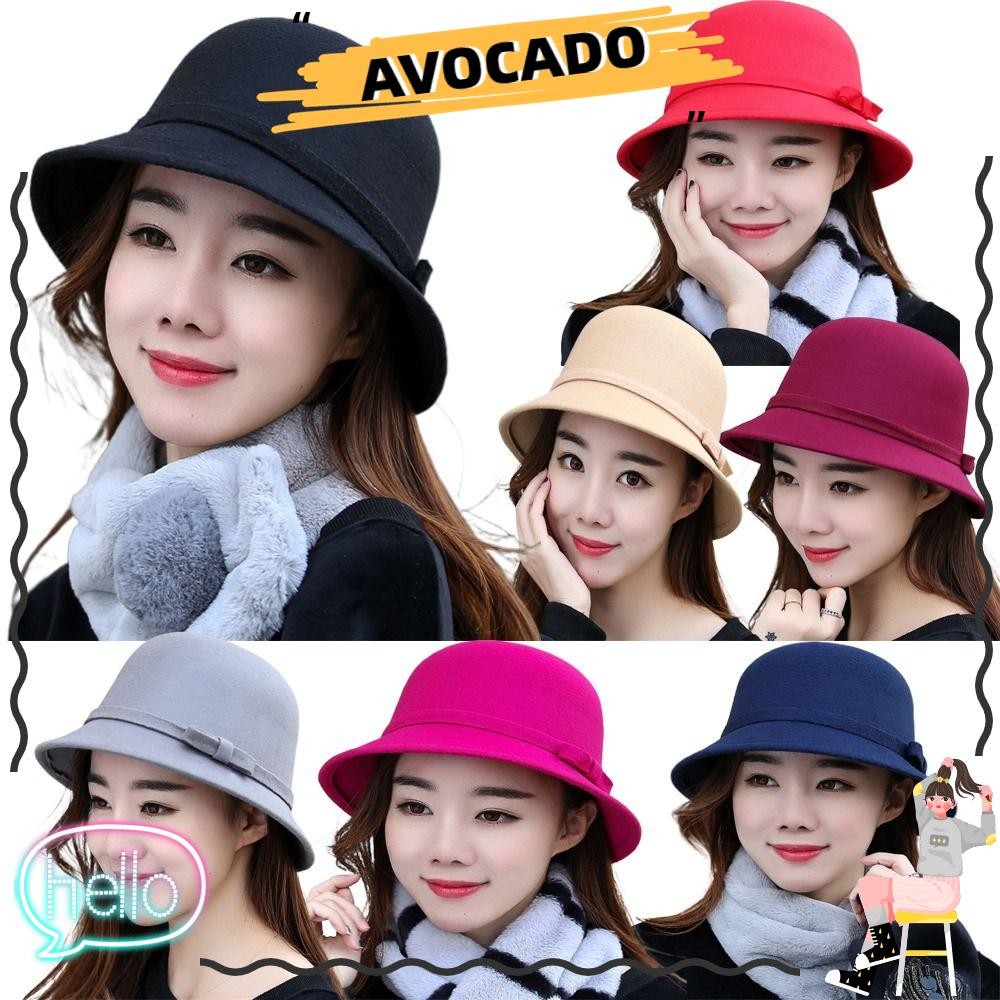AVOCADA Women Vintage Retro Hat Fashion Brim Bowler Fedora Hats Elegant ...