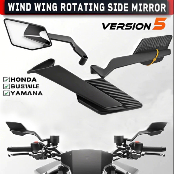 Full Alloy Wind Wing Rotating Side Mirror V5 Universal Stem 14*8Cm Wide ...
