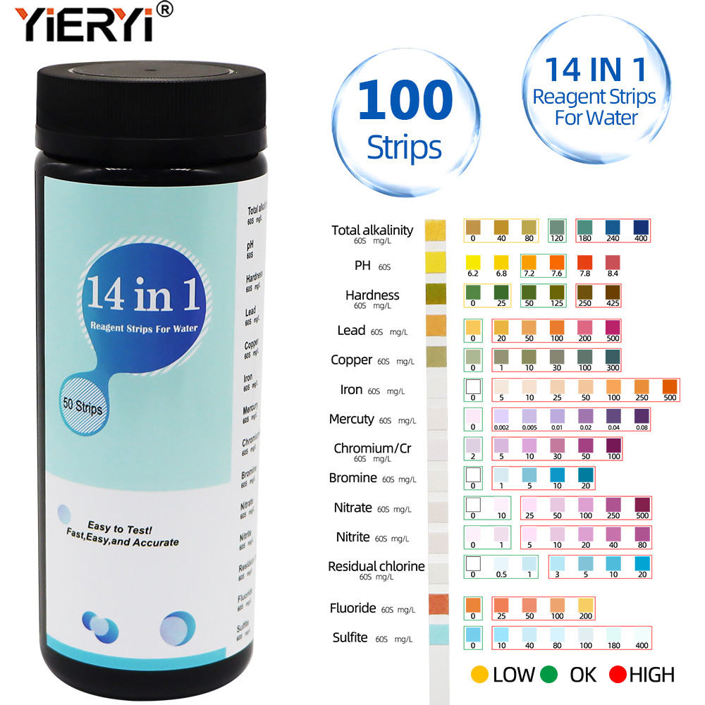 100/50pcs Strips 14 in 1 Test Strips Swimming Pool Spa Reagent Strips ...