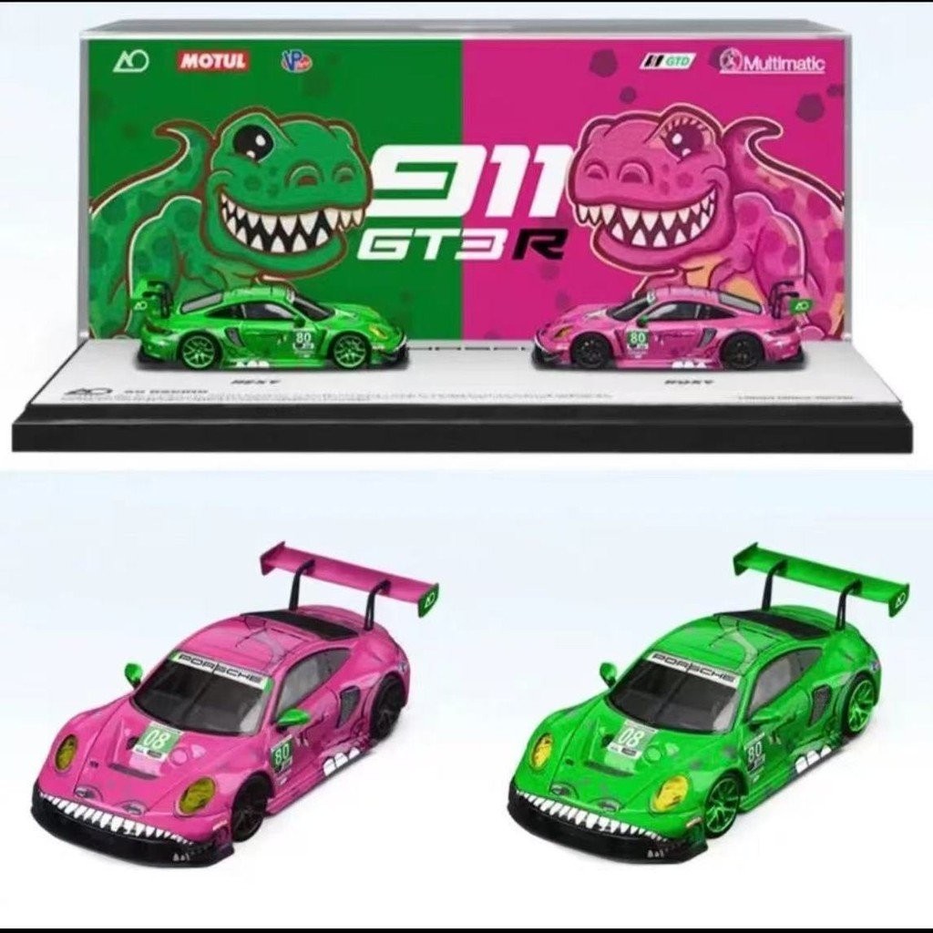 SR 1:64 STAR RACE Porsche 911 GT3 Green dinosaur Die-cast Car Model ...