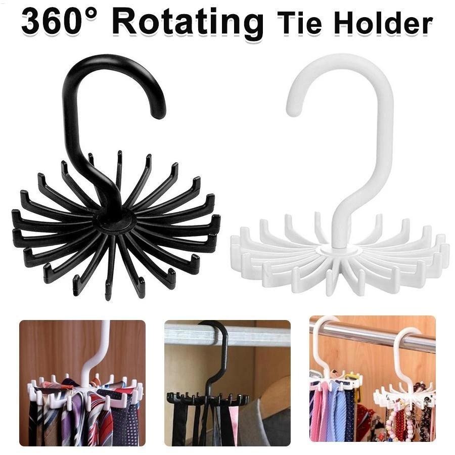 Rotating Hook Holder Rack Storage Hanger Tie Belt Hanger Space Saver ...